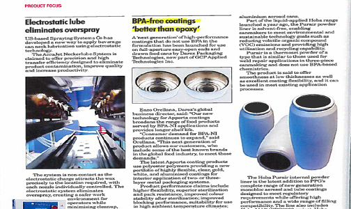 Darex's BPA-NI APPERTA® Coatings Profiled in The Canmaker Magazine ...